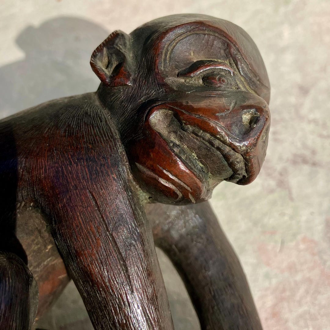 Vintage Bronze Monkey Statue - Etsy