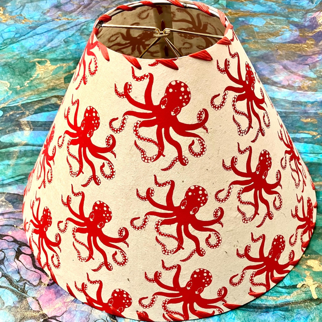 Red Octopus Lampshade, Small Clip on Lamp Shade - Etsy