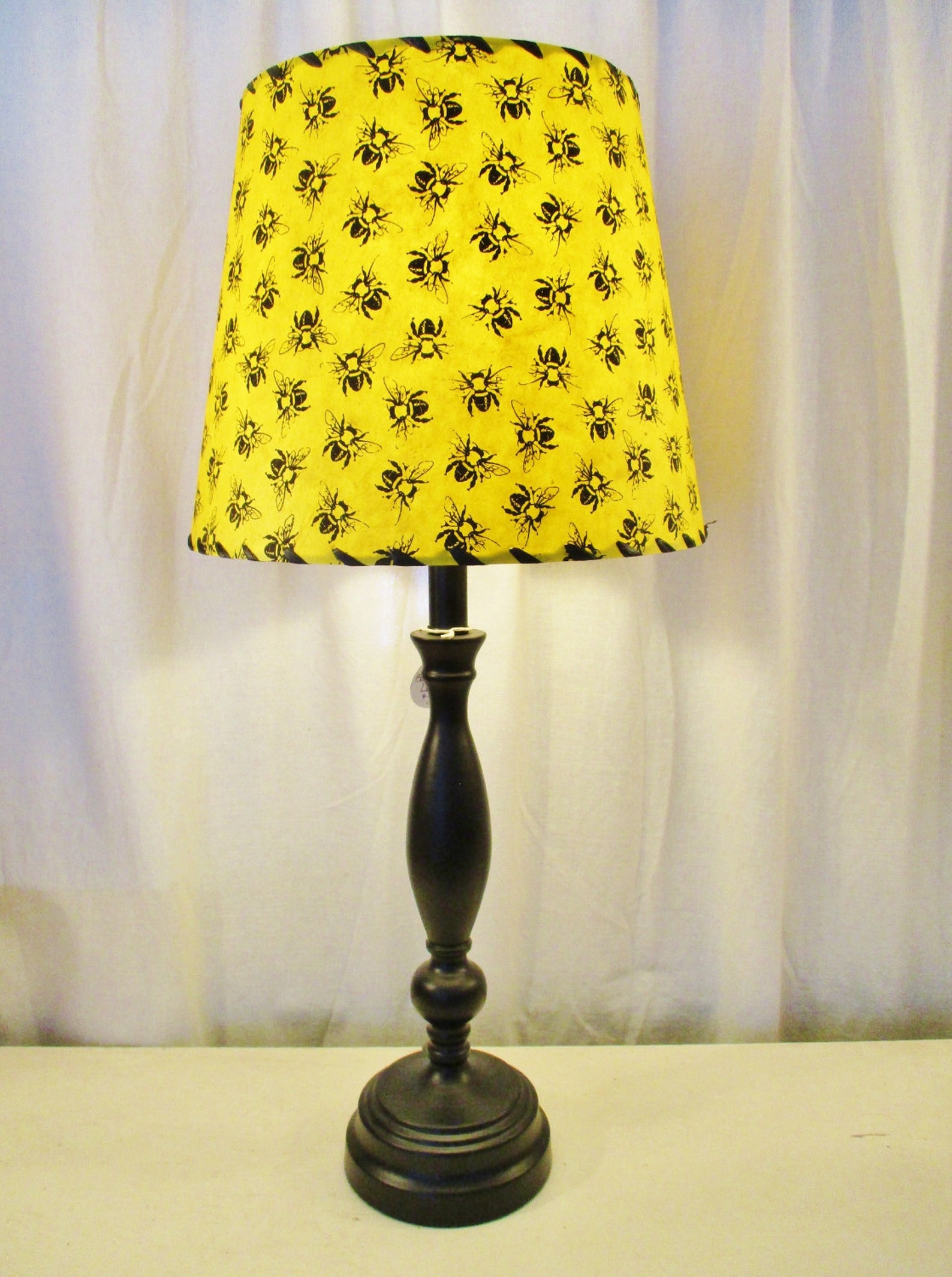 Yellow Lamp Shade With Bees Yellow and Black Silkscreened - Etsy