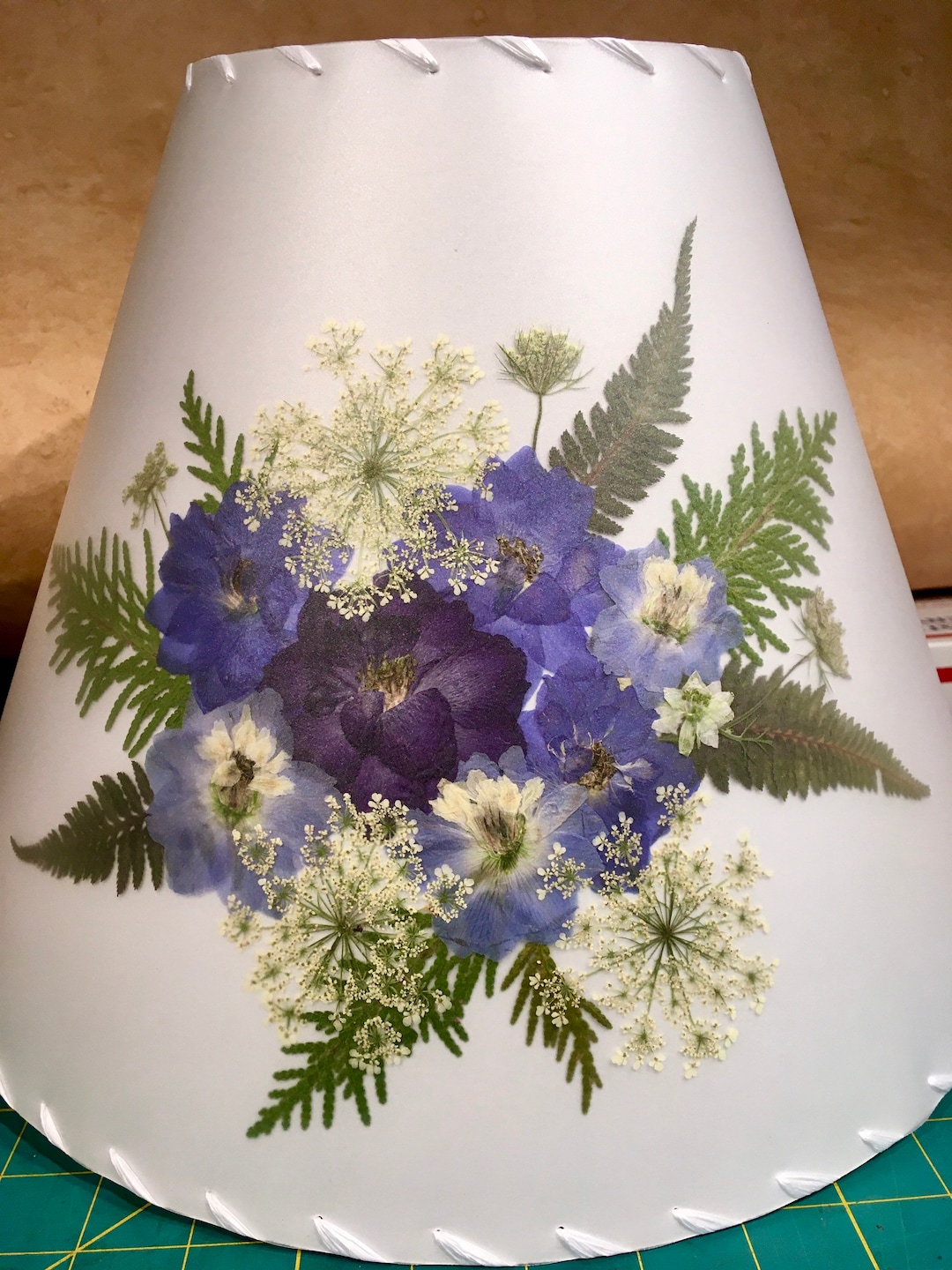 Blue Flowers Botanical Lampshade, Pressed Flower Lamp Shade - Etsy