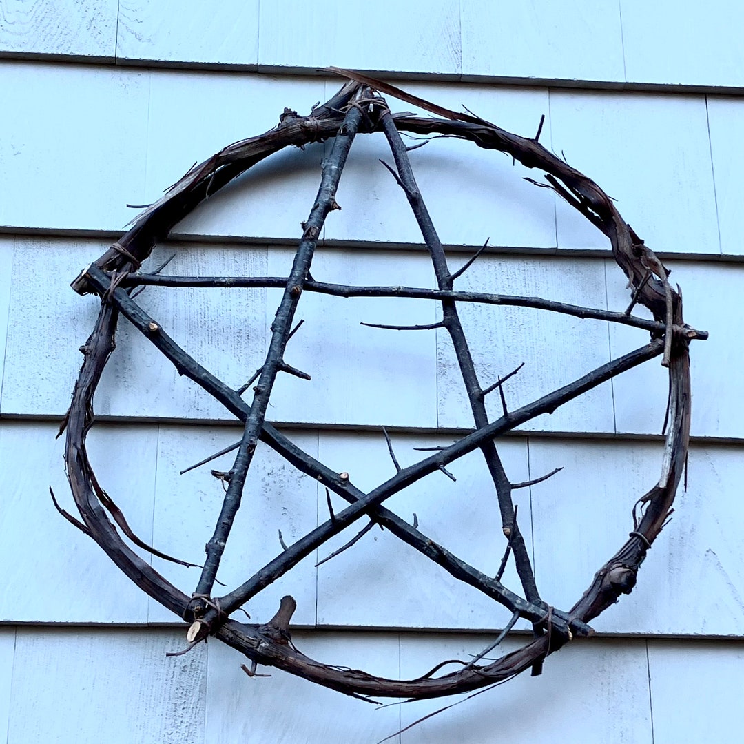 Blackthorn Stick Pentacle, Rustic Stick Star in Grape Hoop - Etsy