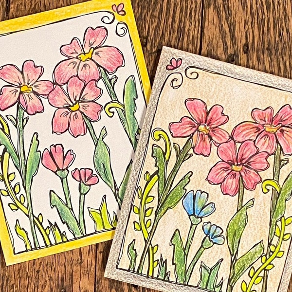 Coloring Greeting Cards Printable - Etsy