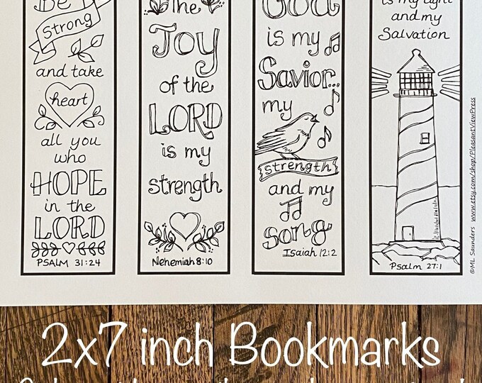 Psalms Color Your Own Bookmarks Set 1 Bible Journaling Scripture ...