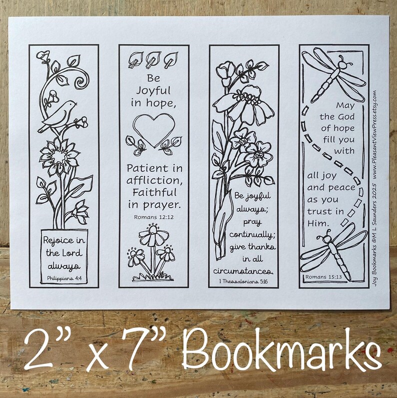 New Joy Scripture Bookmarks to Color, Digital Download, Sunday School ...
