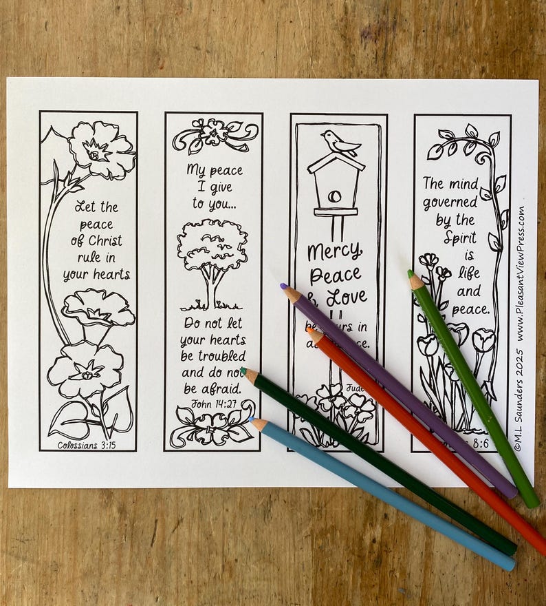 New! Peace Bookmarks to Color, Digital Download, Instant Printable, for ...