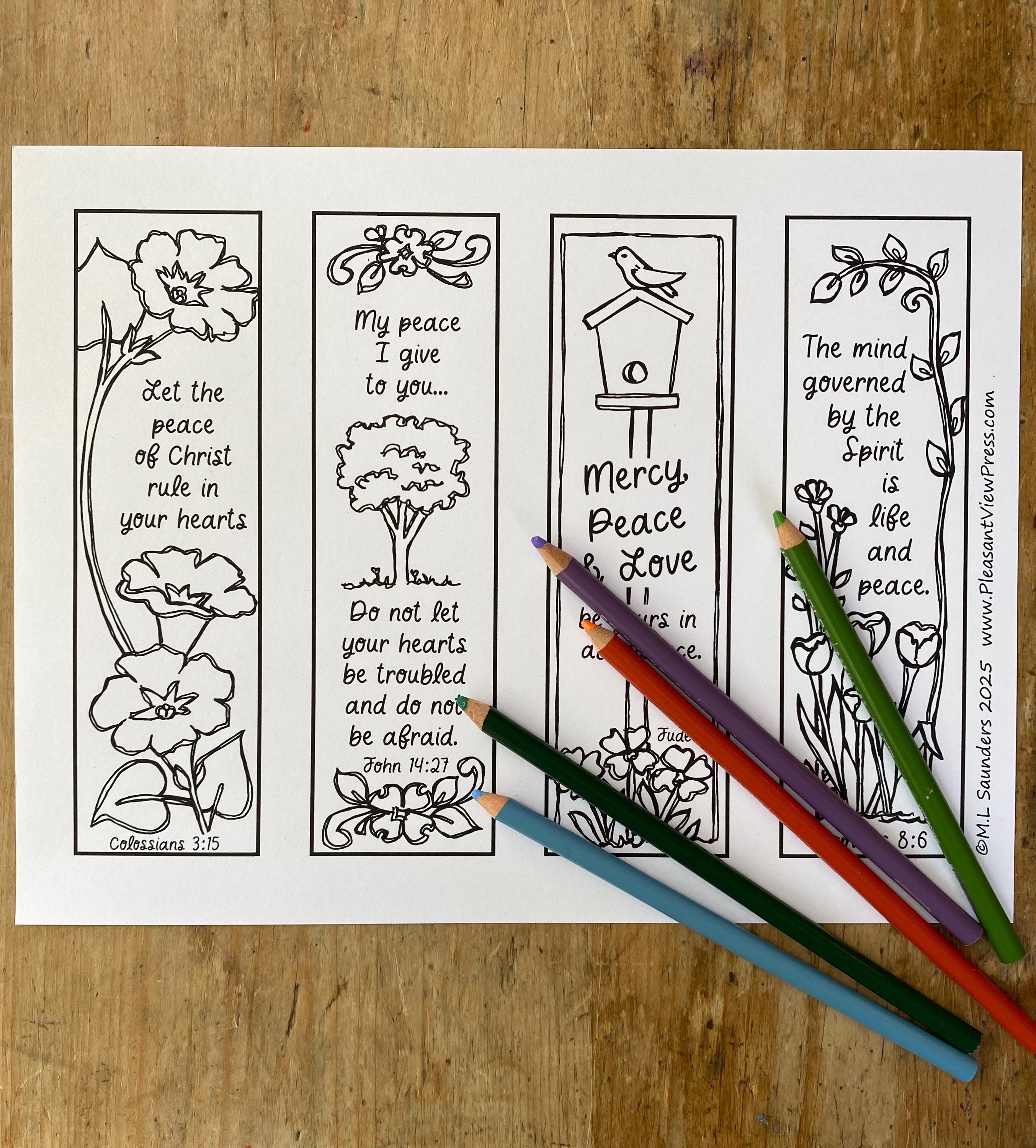New! Peace Bookmarks to Color, Digital Download, Instant Printable, for ...