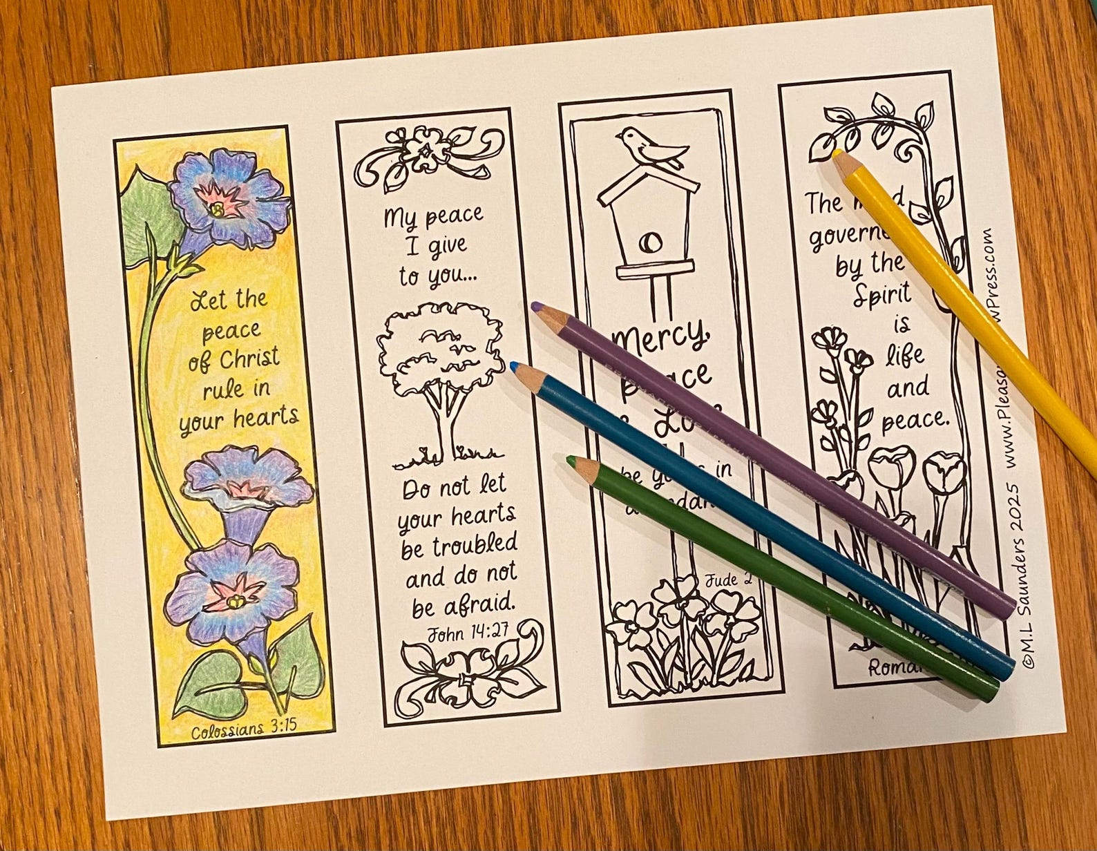 Peace Bookmarks to Color: New Testament Scripture, Bible Journaling ...