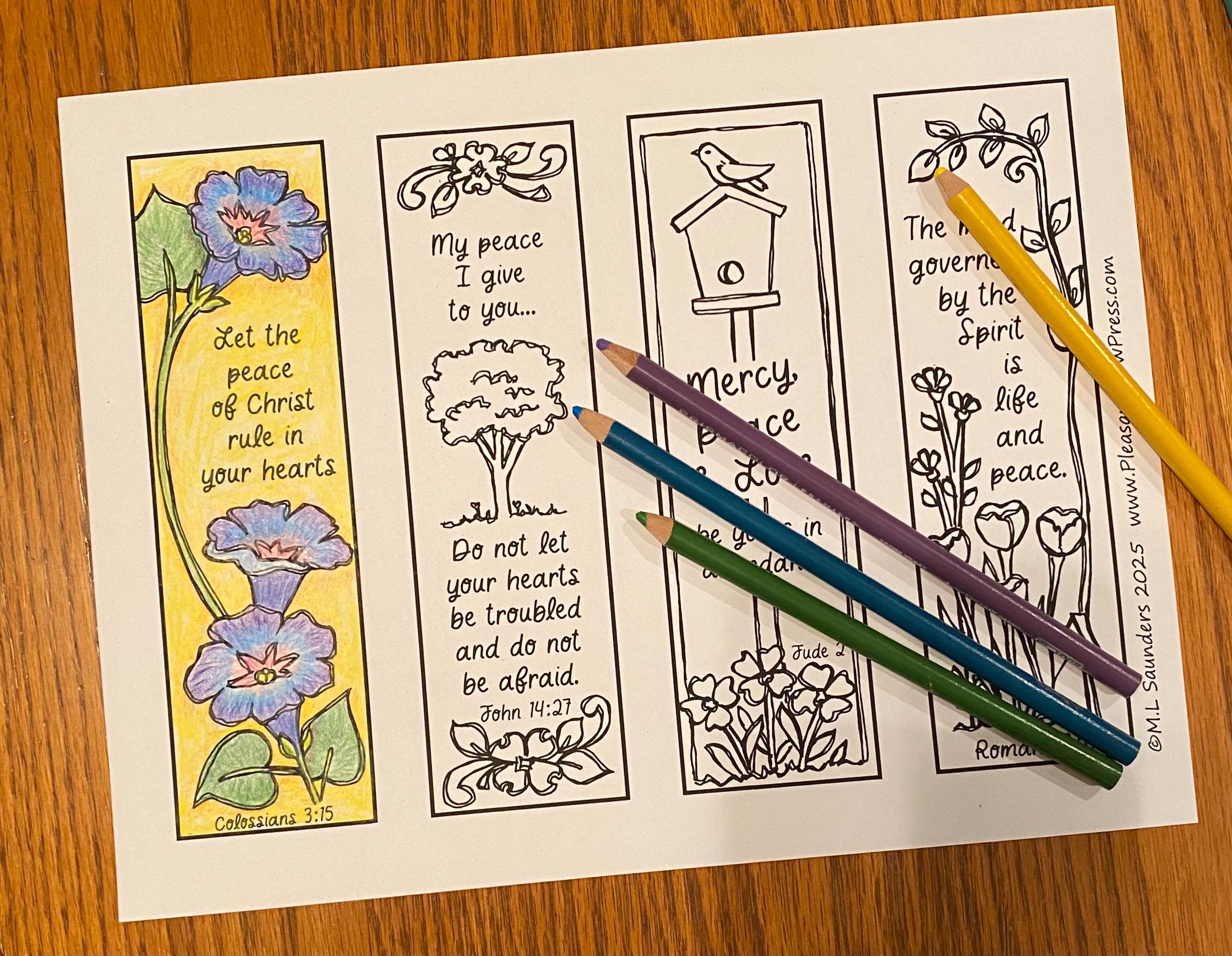 New! Peace Bookmarks to Color, Digital Download, Instant Printable, for ...