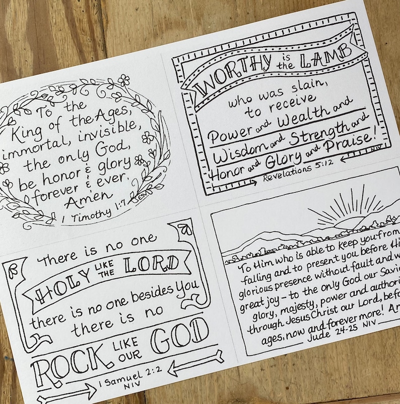 Praise Scripture Coloring Cards, Bible Verse Printable Coloring ...