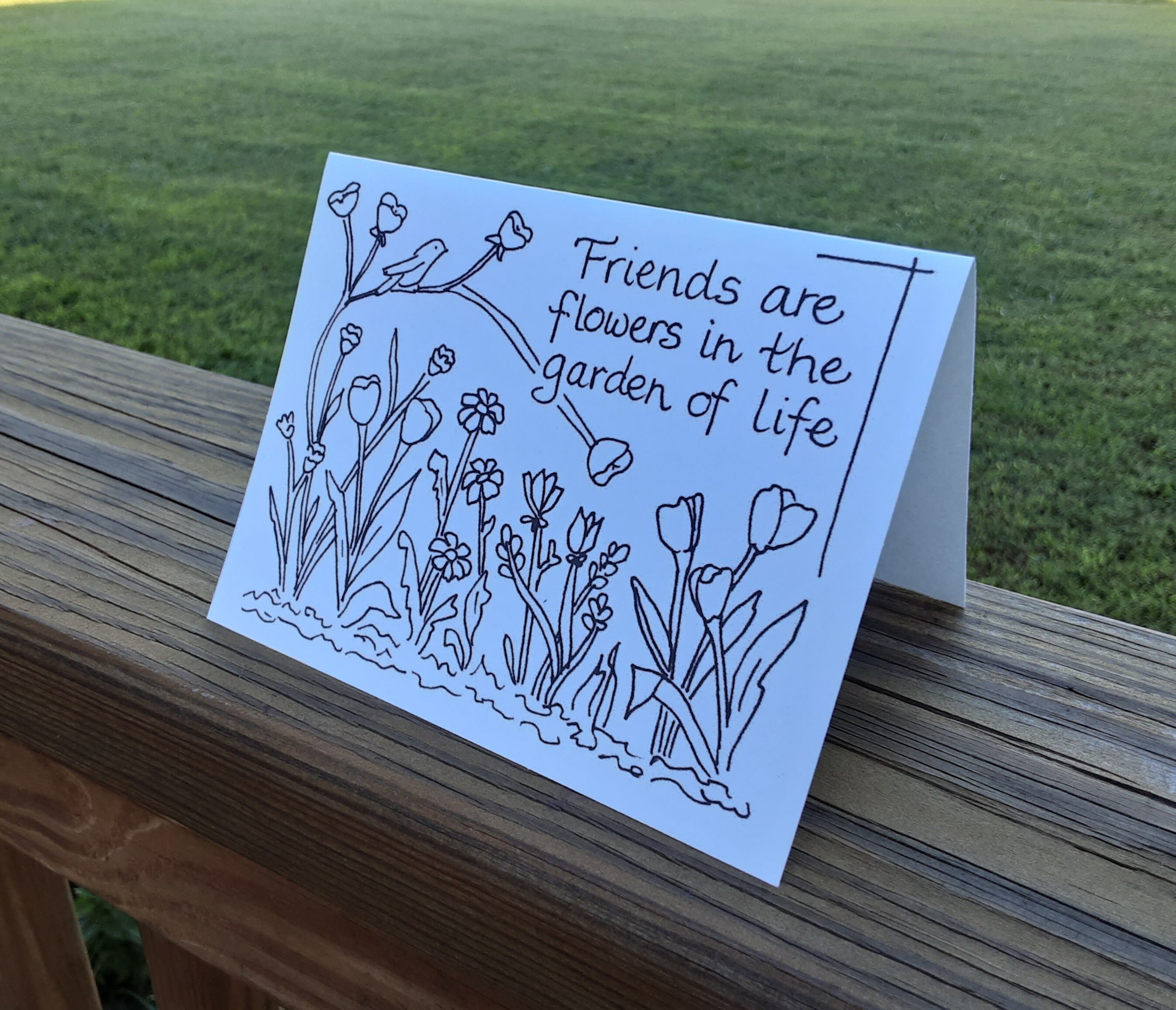 Cards to Color Friendship and Flowers, Digital Download, Printable ...