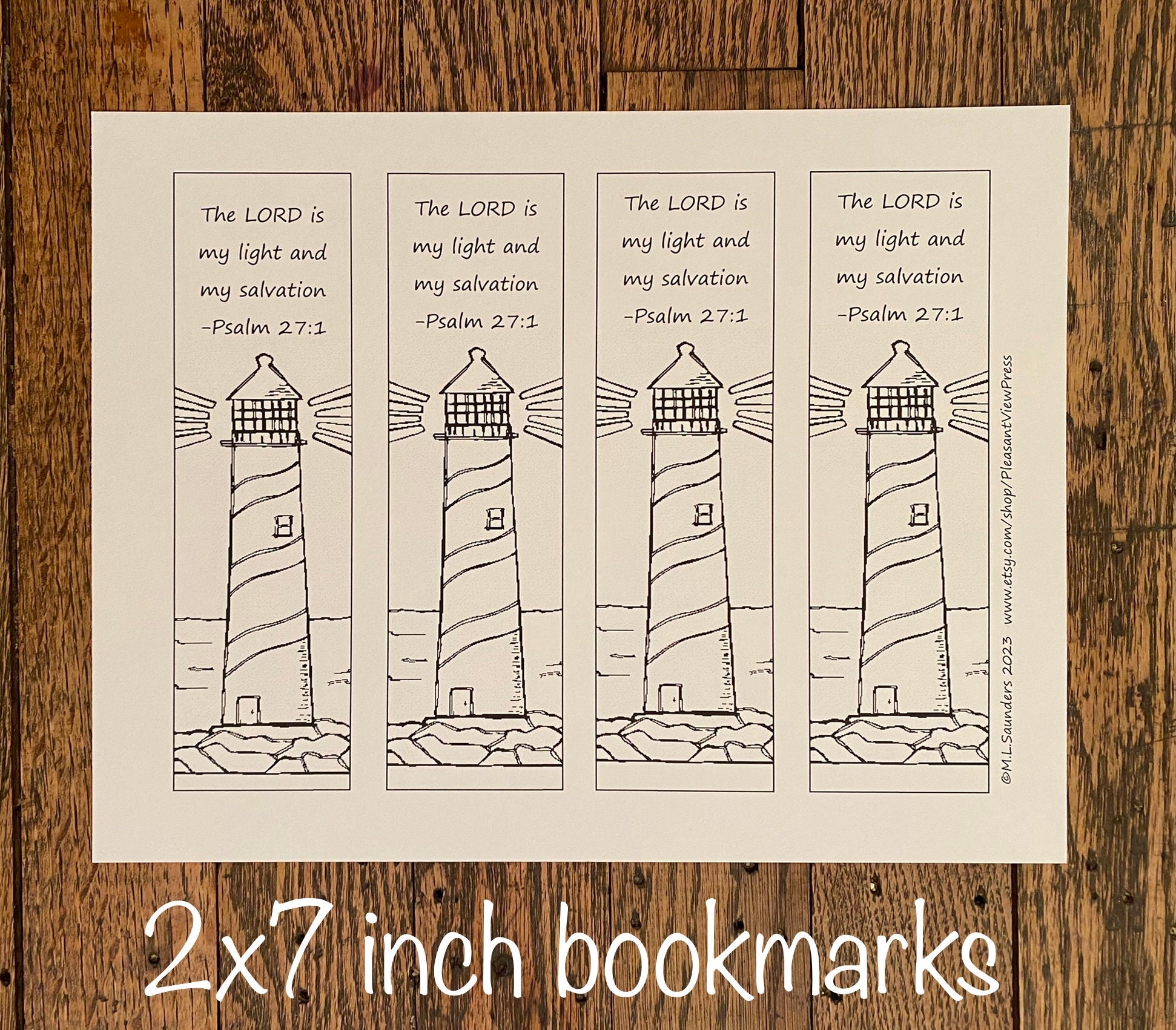 Lighthouse, Psalm 27:1 Bible Verse Coloring Bundle - Greeting Cards ...
