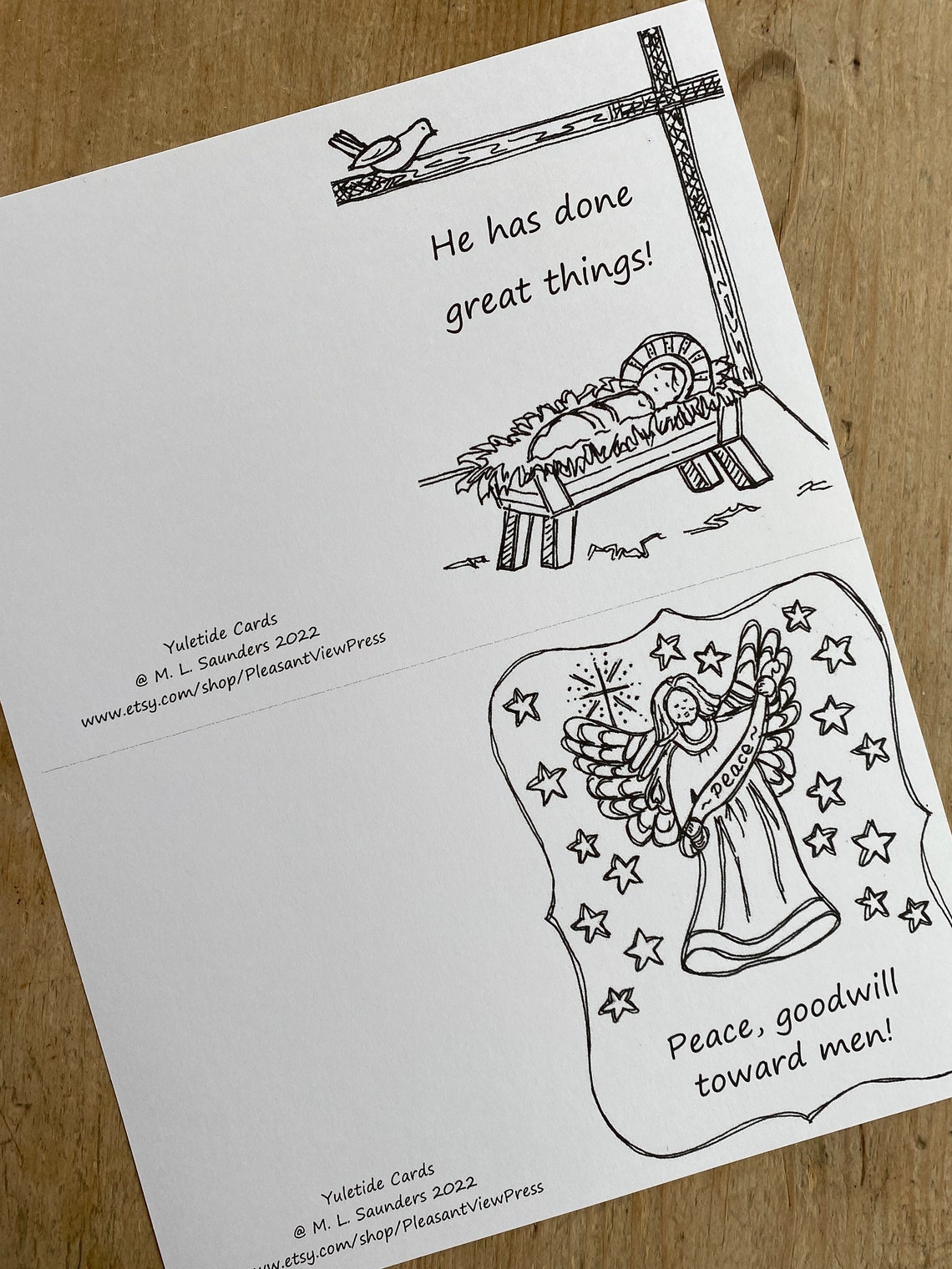Christian Christmas Coloring Cards: Nativity, Angel, Bethlehem, Candles ...