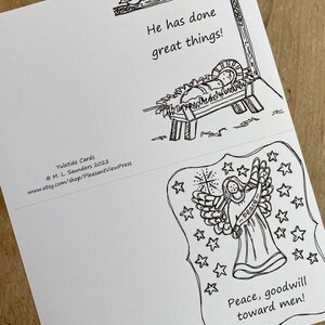 Christian Christmas Coloring Cards: Nativity, Angel, Bethlehem, Candles ...