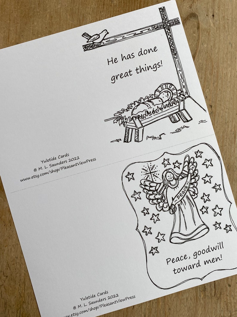 Christmas Greeting Cards to Color, 4 Different Designs With a Message ...