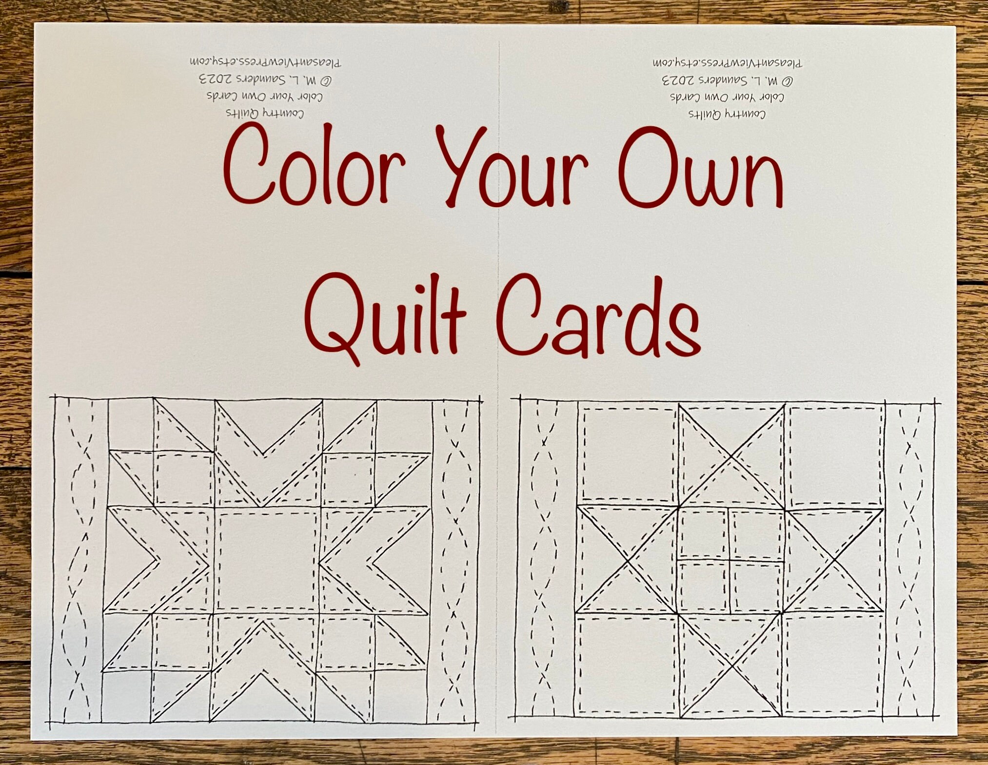 Quilt Cards to Color With 2 Designs, Digital Download, Printable ...