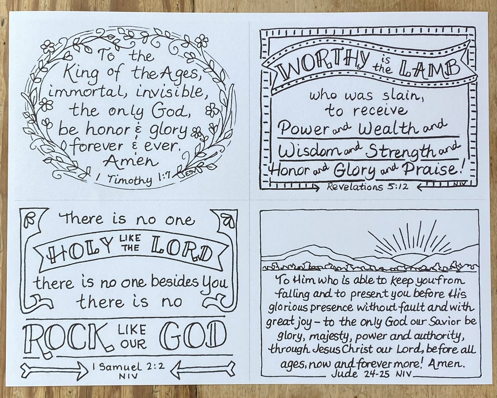 Praise Scripture Coloring Cards, Bible Verse Printable Coloring ...