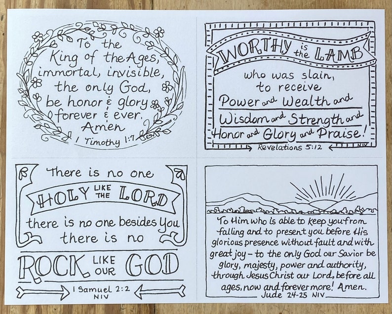 Praise Scripture Coloring Cards, Bible Verse Printable Coloring ...