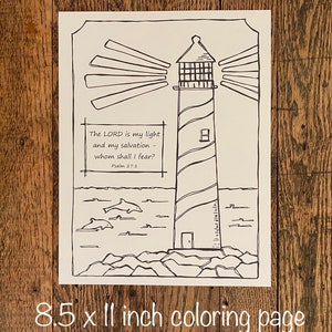 Lighthouse, Psalm 27:1 Bible Verse Coloring Bundle - Greeting Cards ...