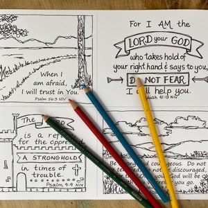 Scripture Cards to Color, Trust God, Do Not Fear, From Psalms, Isaiah ...