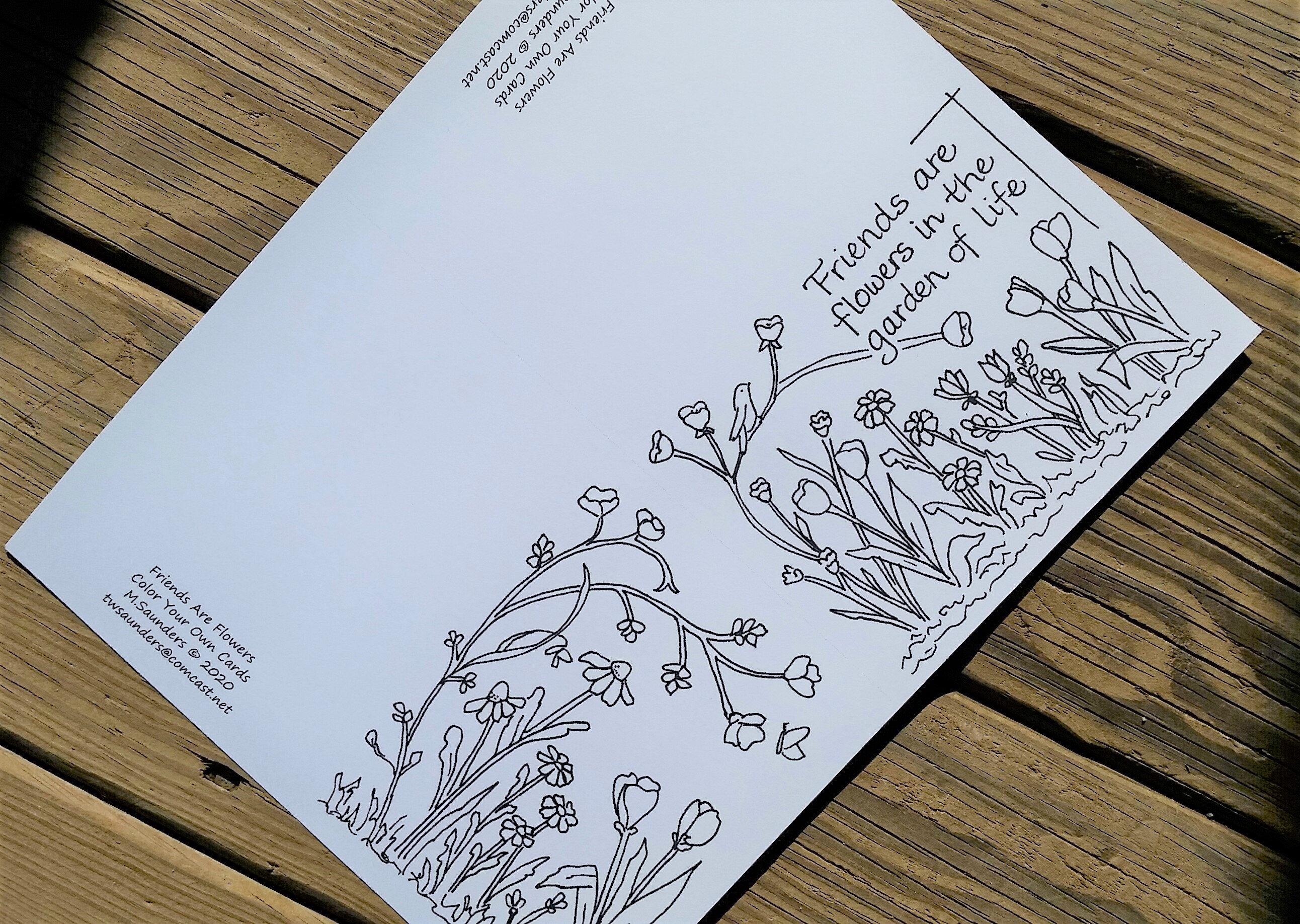 Cards to Color Friendship and Flowers, Digital Download, Printable ...