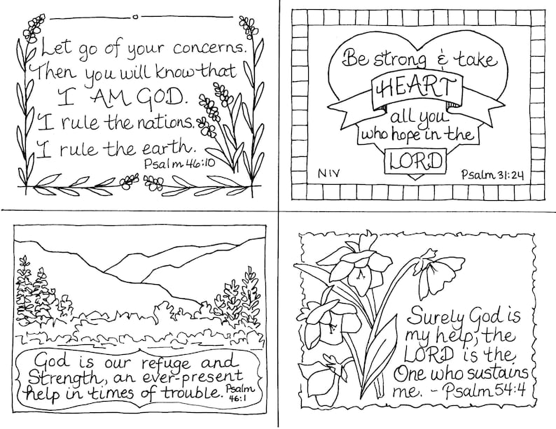 Color the Psalms Coloring Cards: Greeting Cards & Scripture Postcards ...