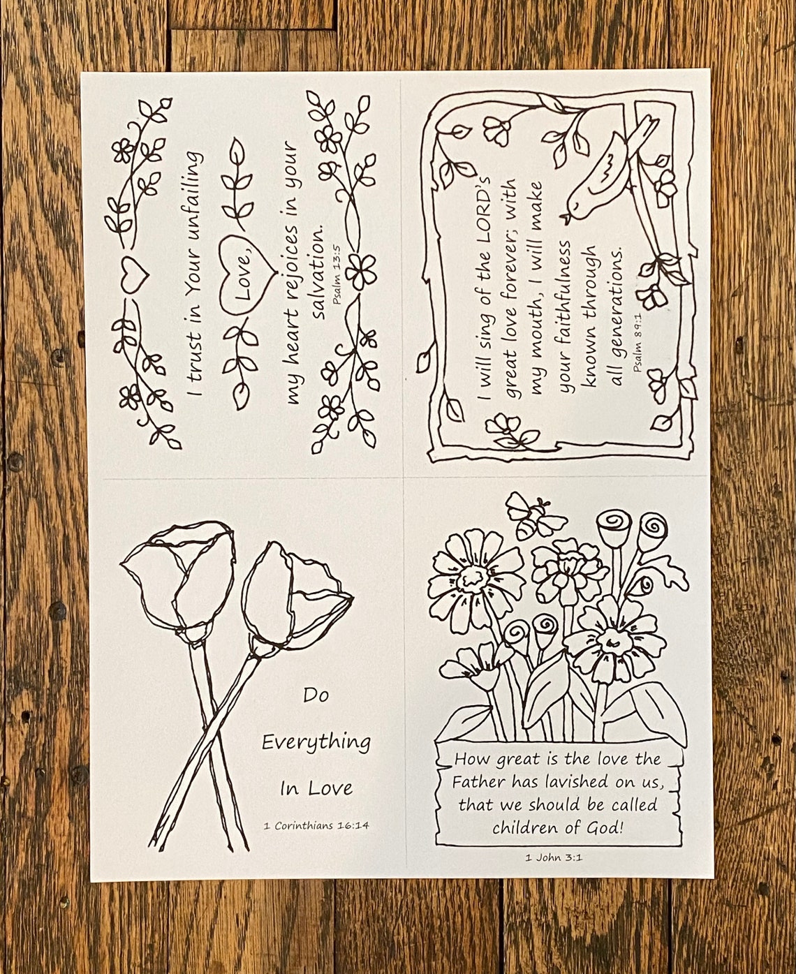 Love Scriptures Coloring Cards, Printable Bible Verse Postcards ...