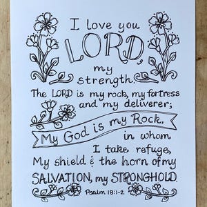 Psalm 18:1-3 Coloring Pages & Greeting Cards (A2, Quarter-page), for ...