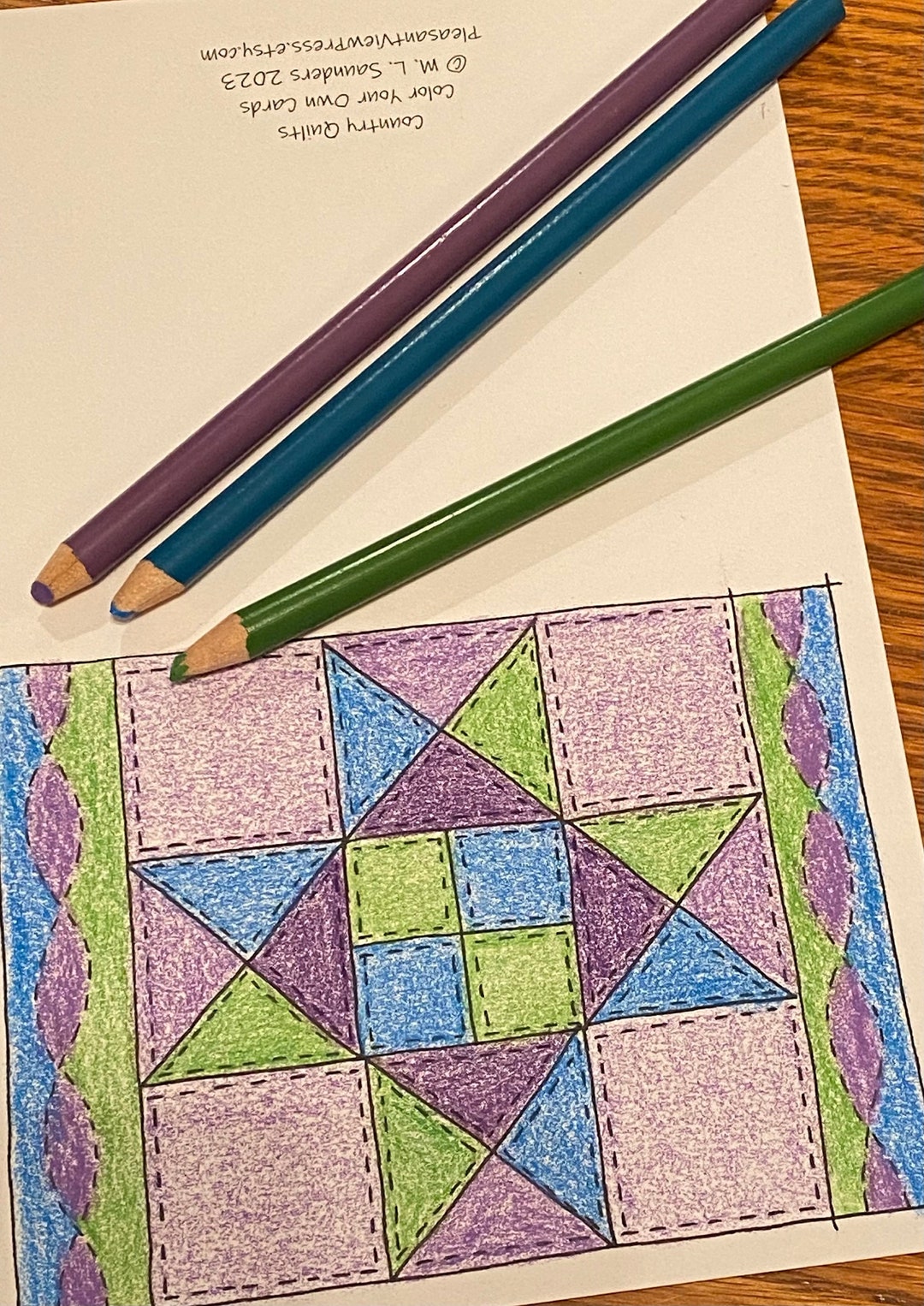 Quilt Cards to Color With 2 Designs, Digital Download, Printable ...