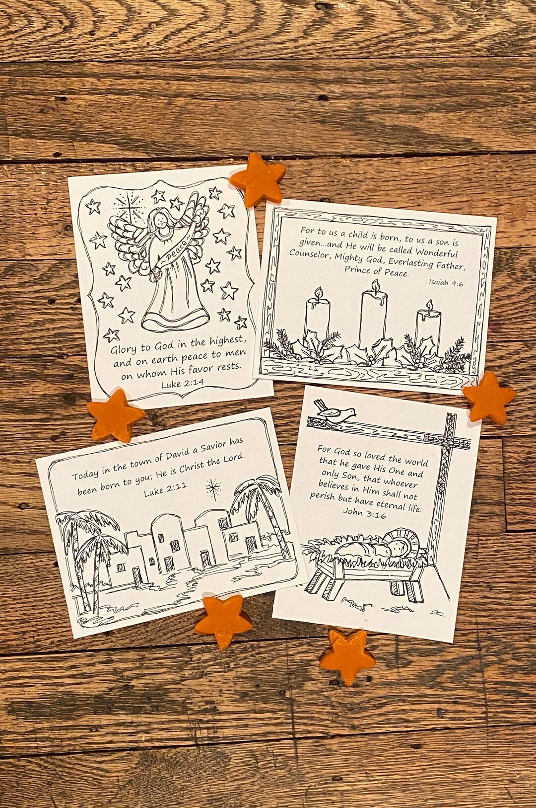 Christmas Scripture Cards to Color With 3 Bible Versions KJV, ESV, NIV ...