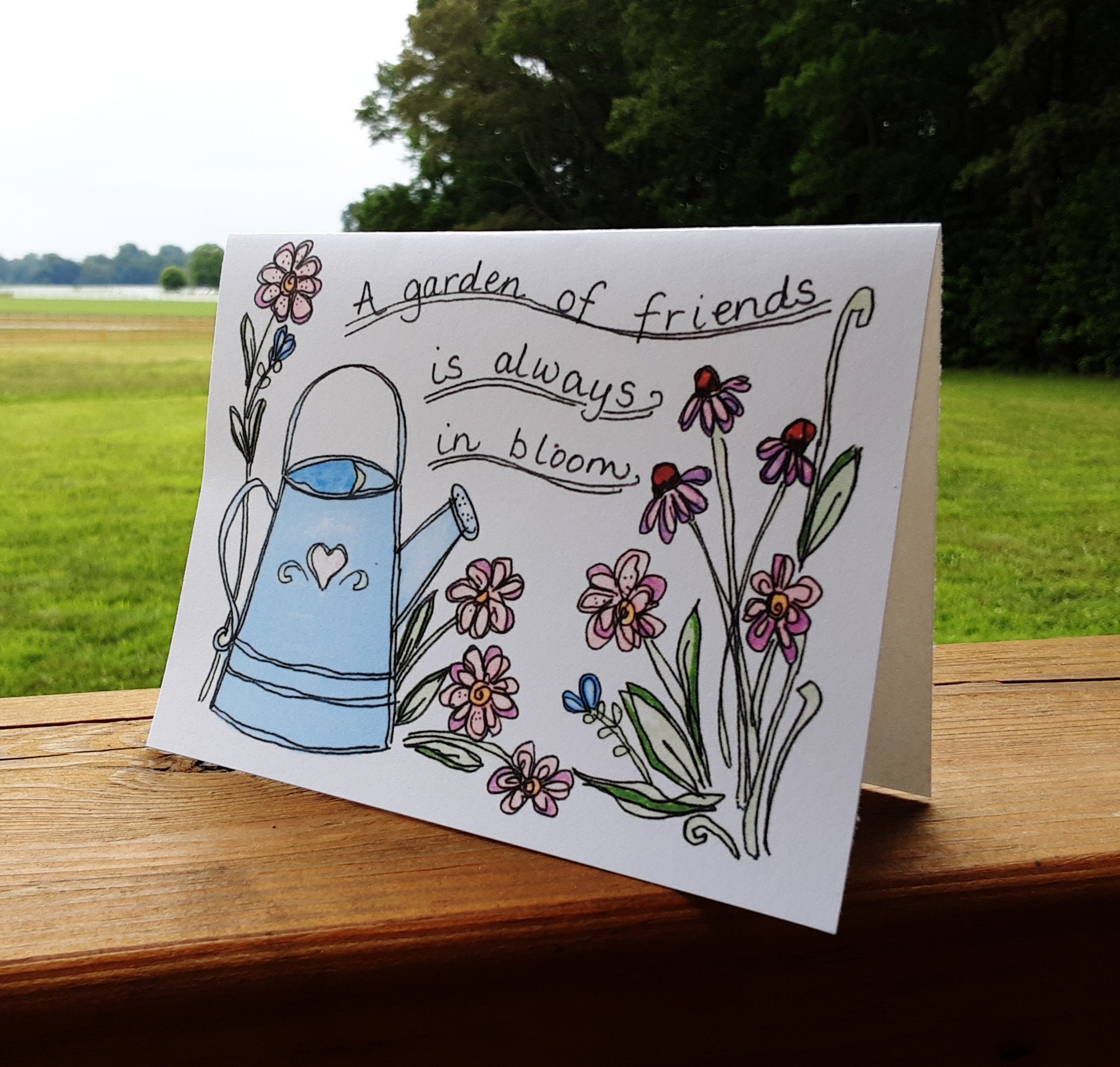 Friendship Flower Cards to Color: Two Designs, Printable A2 Greeting ...