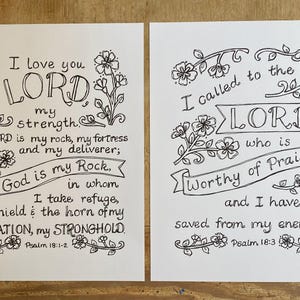 Psalm 18:1-3 Coloring Pages & Greeting Cards (A2, Quarter-page), for ...