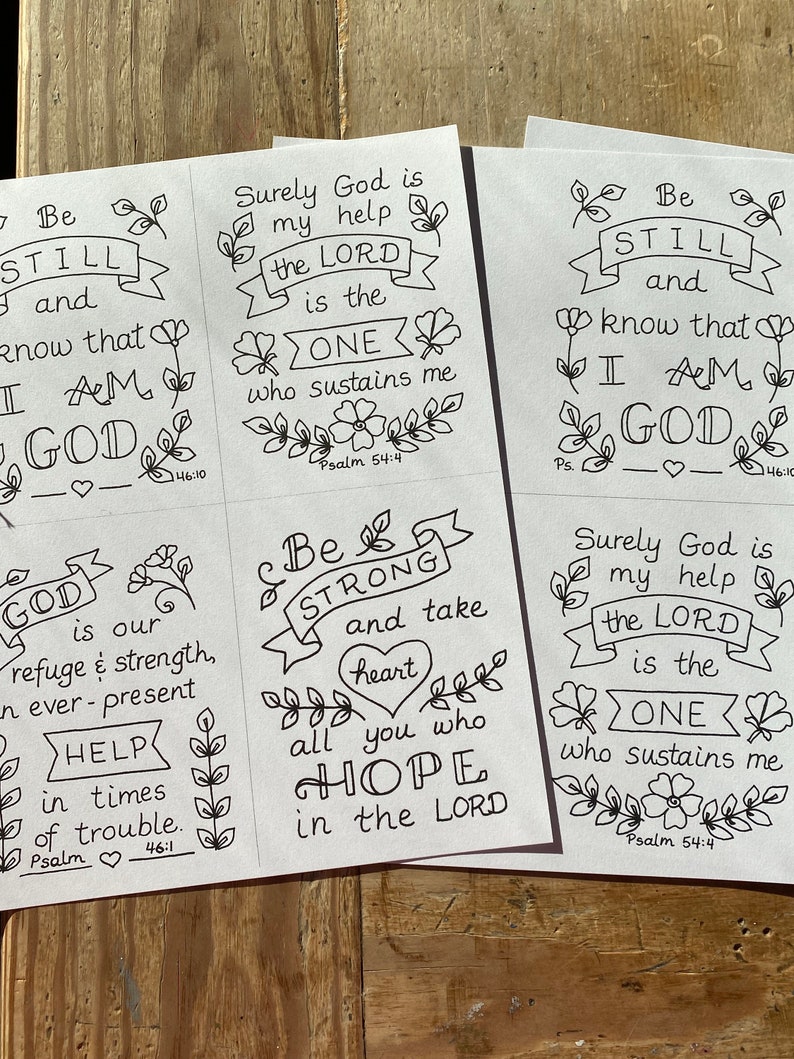 Psalm Scripture Cards to Color: Printable Bible Verse Greeting Cards ...
