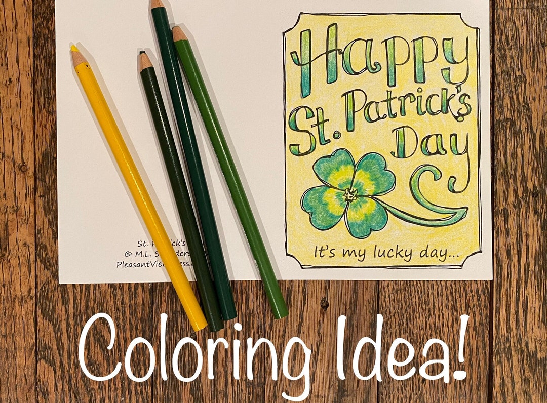 St. Patrick's Day Friendship Card to Color, Digital Download, Printable ...