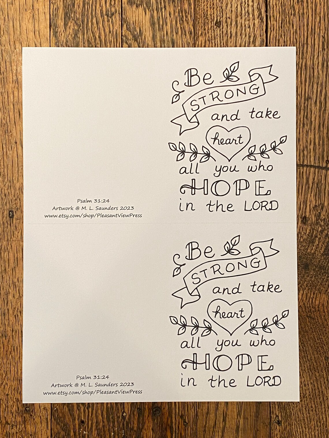 Psalms 31:24 Bible Verse Cards to Color, Bookmarks and Coloring Page ...