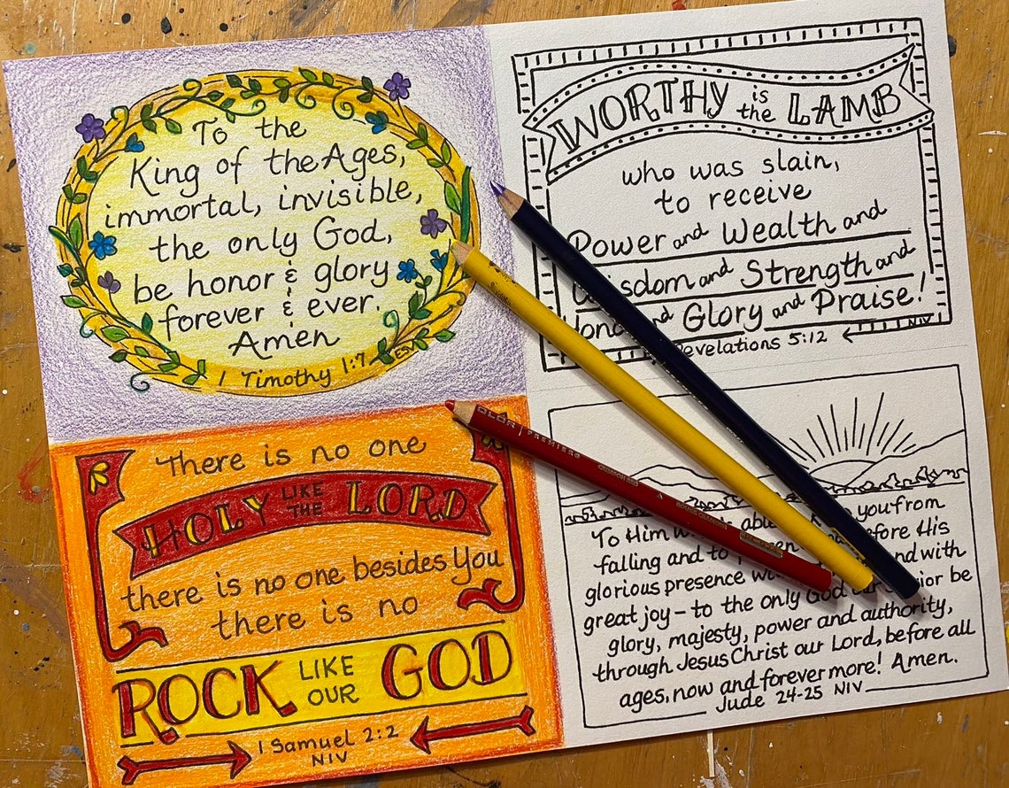 Praise Scripture Coloring Cards, Bible Verse Printable Coloring ...
