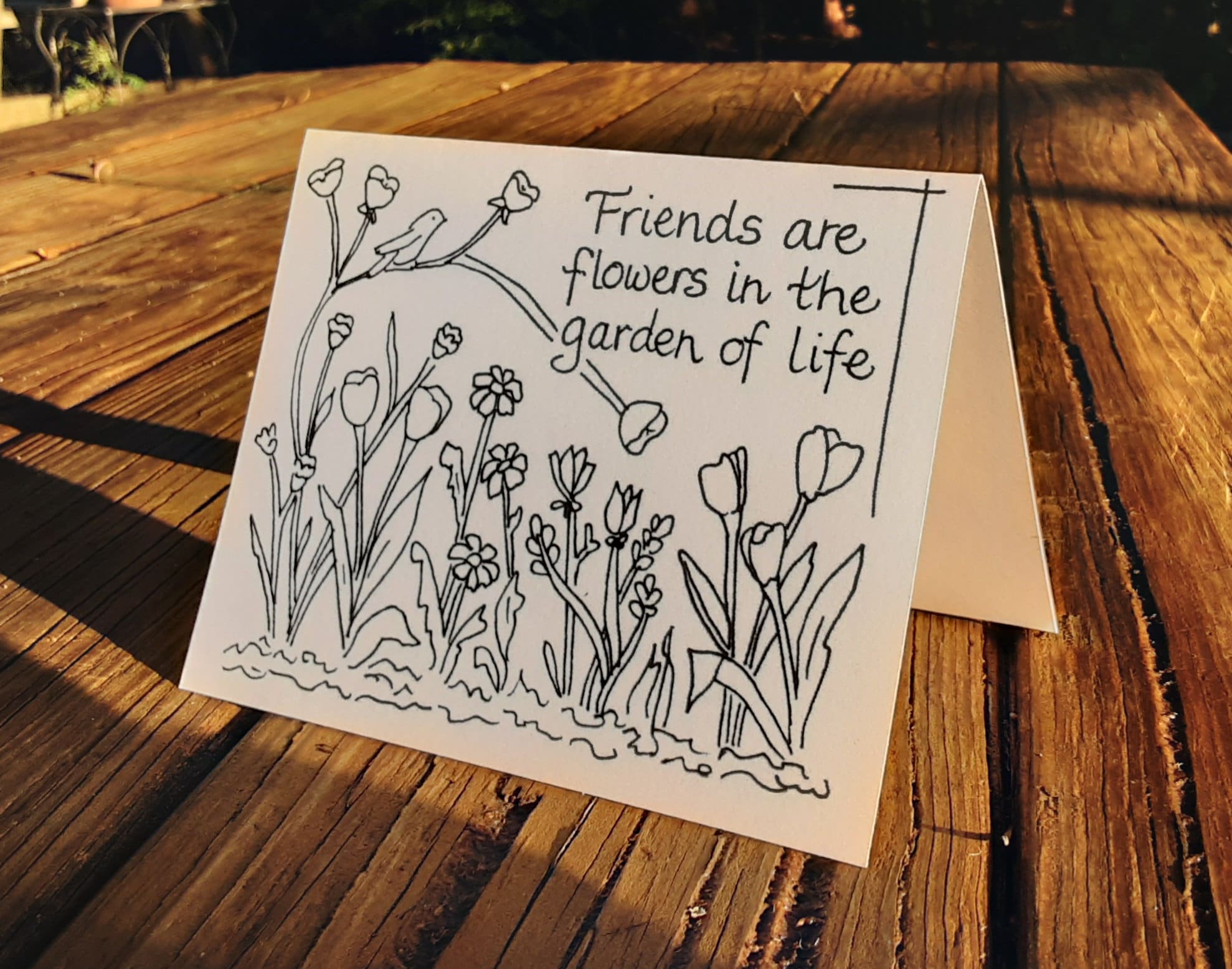 Cards to Color Friendship and Flowers, Digital Download, Printable ...