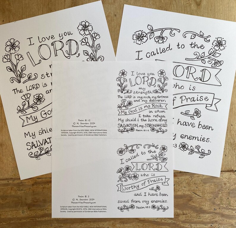 Psalm 18:1-3 Coloring Pages & Greeting Cards (A2, Quarter-page), for ...