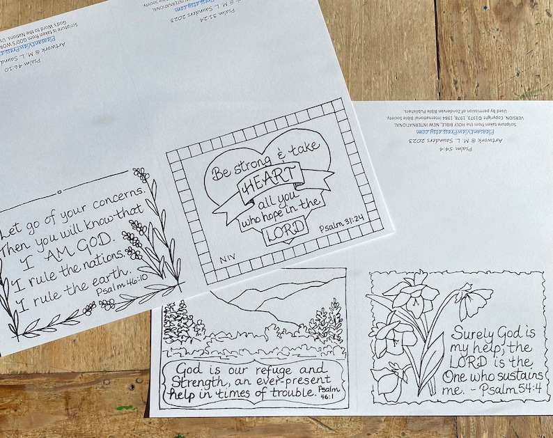 Color the Psalms Coloring Cards, Digital Download, Scripture Printable ...