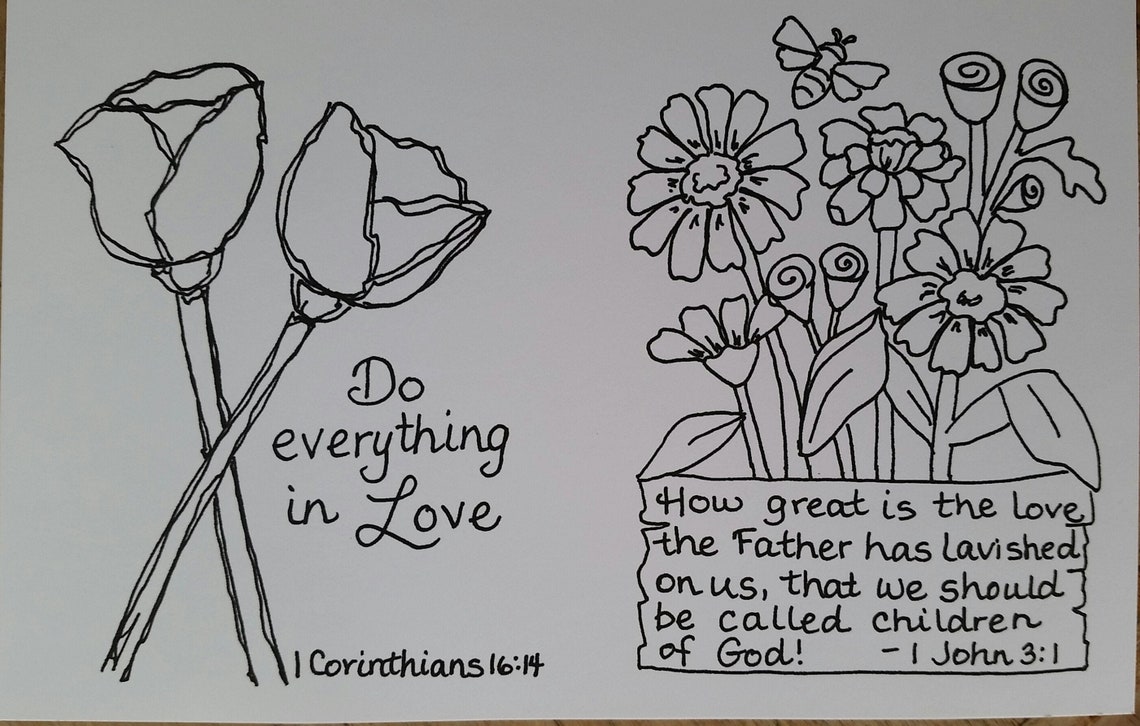 Love Scriptures Coloring Cards, Printable Bible Verses to Color ...