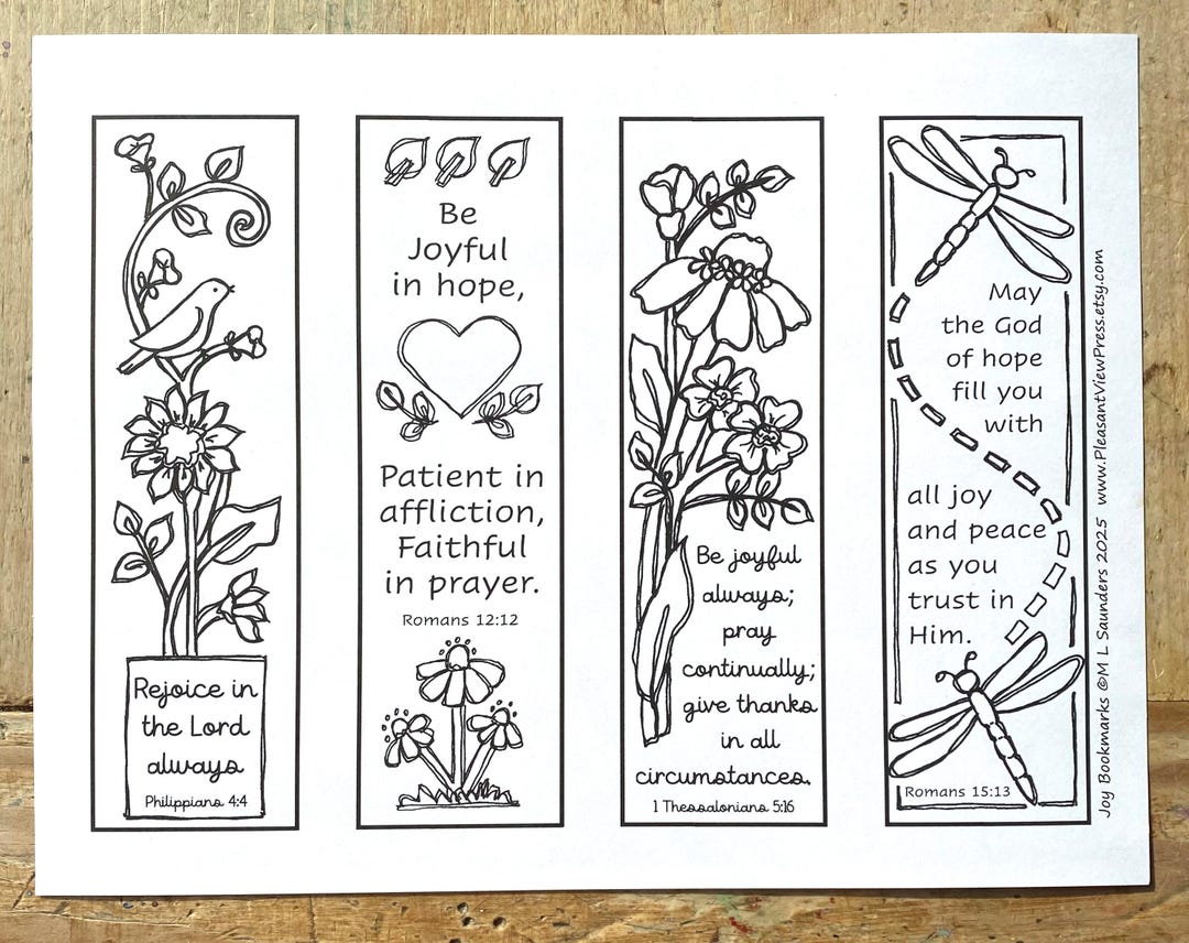 Joy Scripture Bookmarks to Color, Favorite Verses, Digital Download - Etsy