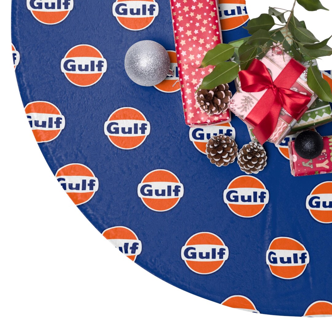 Retro Gulf Oil Racing Logo Christmas Tree Skirt | Gift for Racing Fans ...