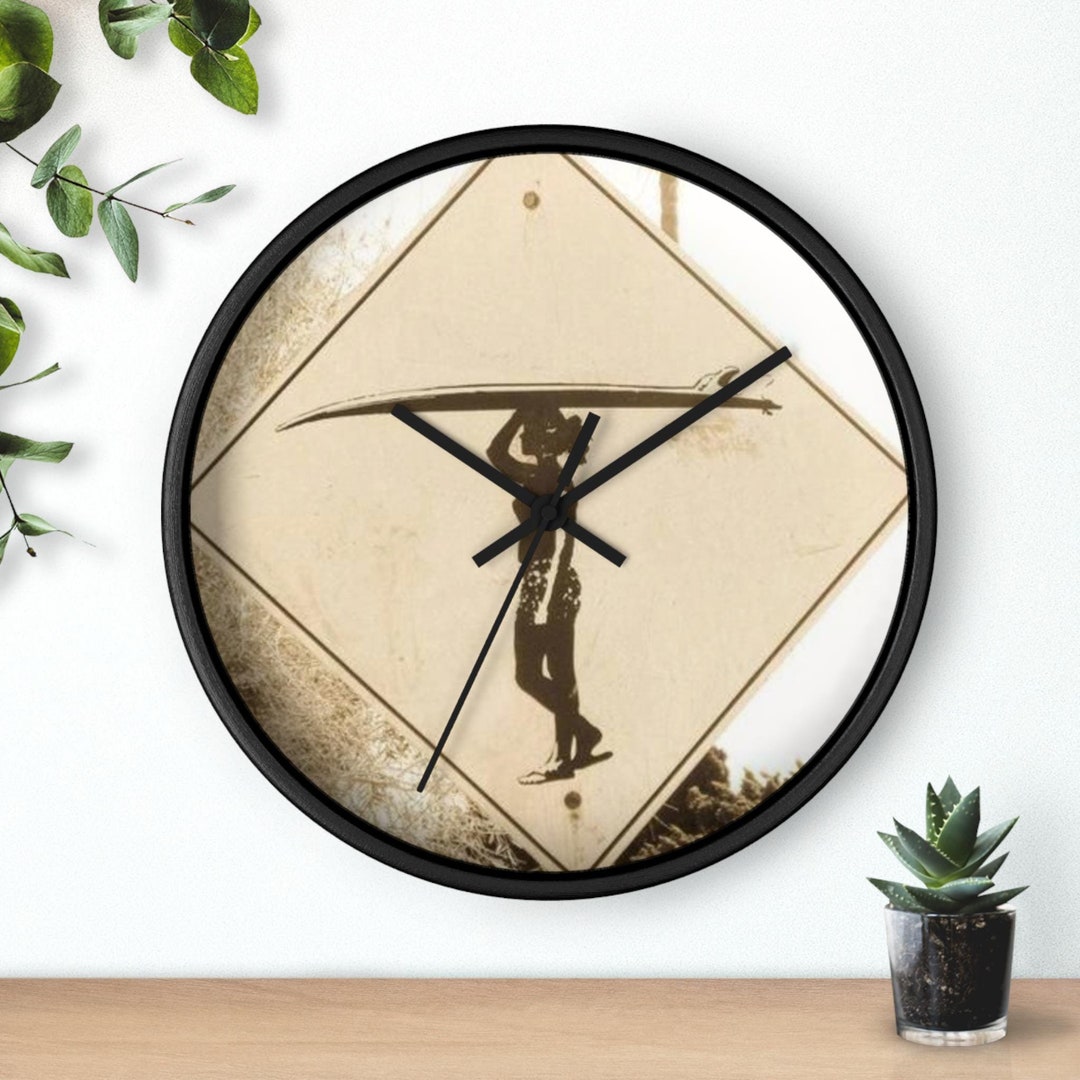 Surfer Girl Wall Clock, Beach Theme Surfboard Clock, Coastal Decor ...