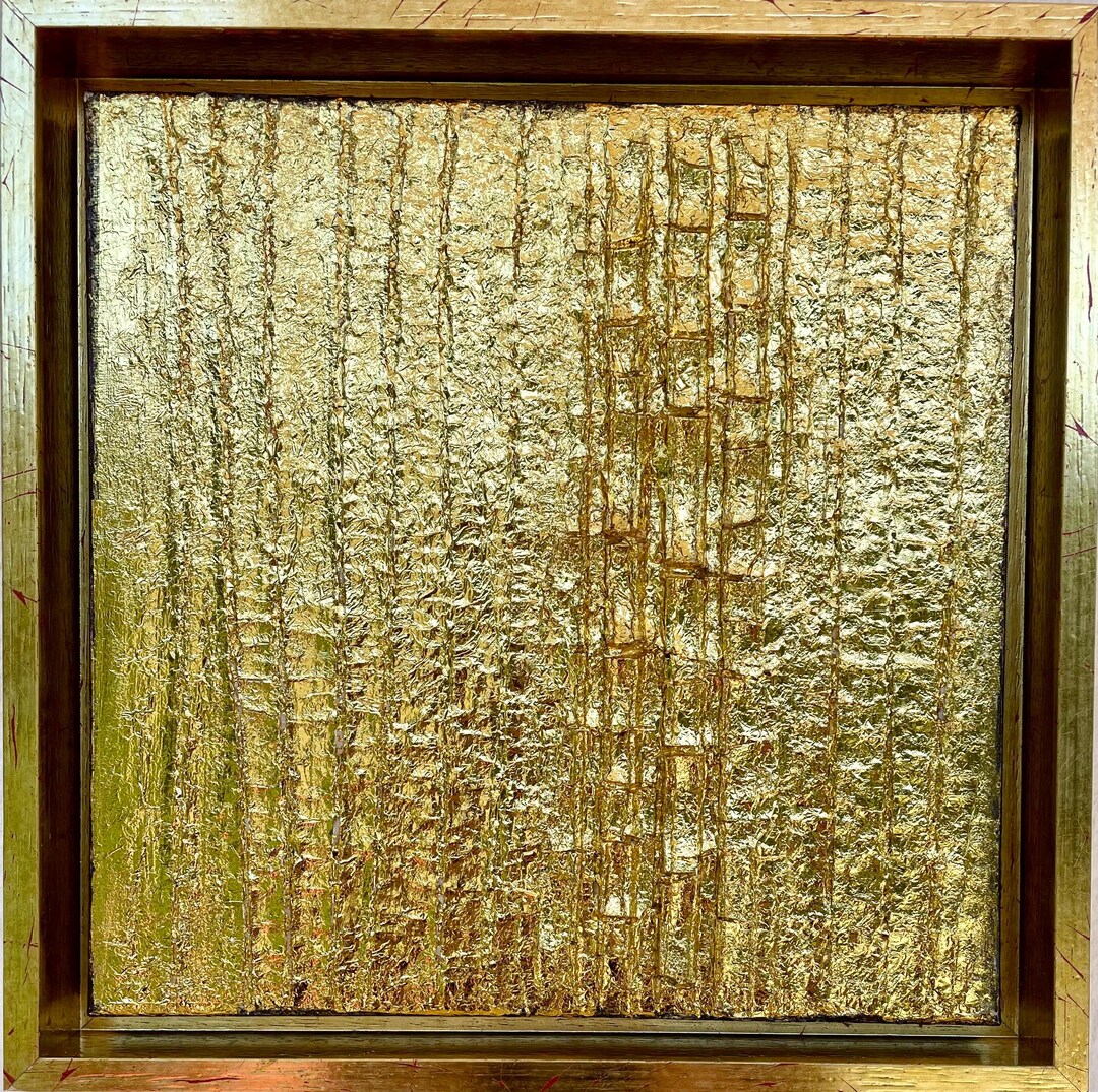 METALLIC GOLD ART, Textured Acrylic and Pigments, Abstract Gold ...