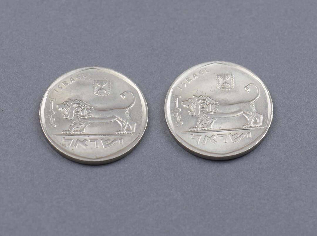 Israel Pair of 5 Shekel Original Coins.lion Israel Coins - Etsy