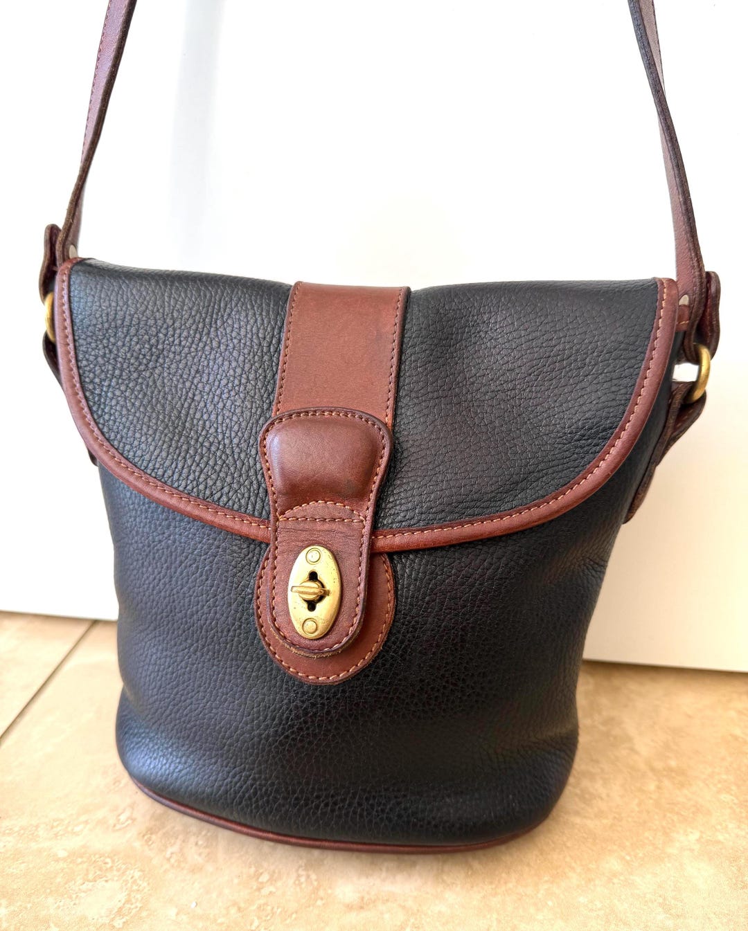 COACH Vintage Sheridan Stewart Bag in Black Pebble Textured Leather ...