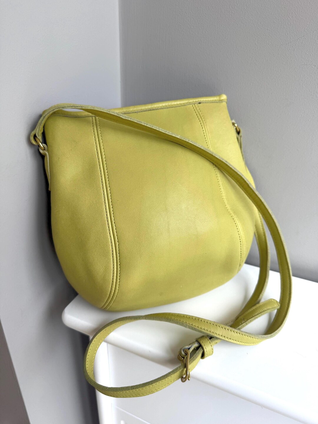 COACH Vintage Small Framed Pouch Bag in RARE Lime Colour, Glove-tanned ...