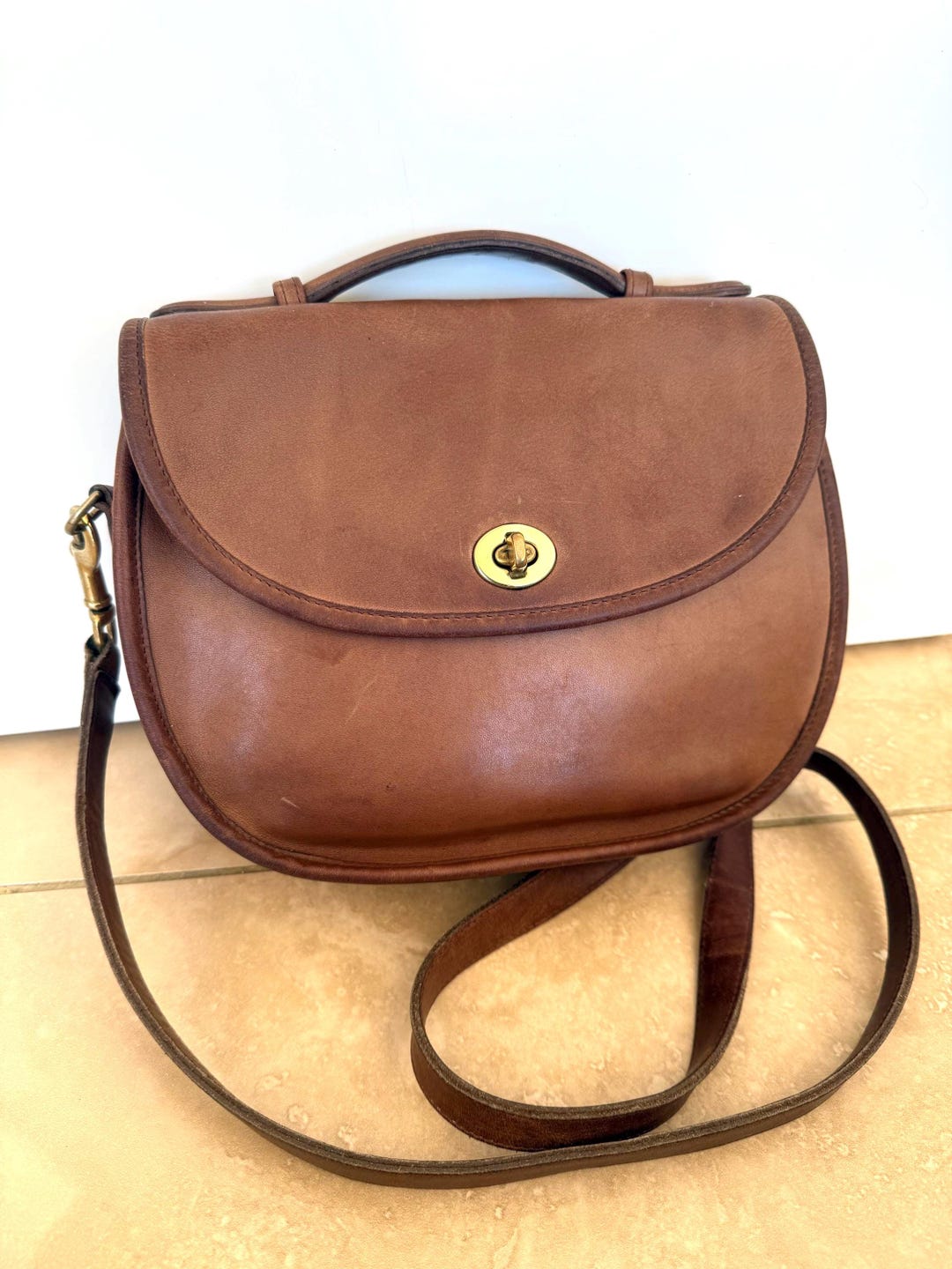 COACH Vintage Plaza Bag in Tabac, Glove-tanned Full Grain Leather ...