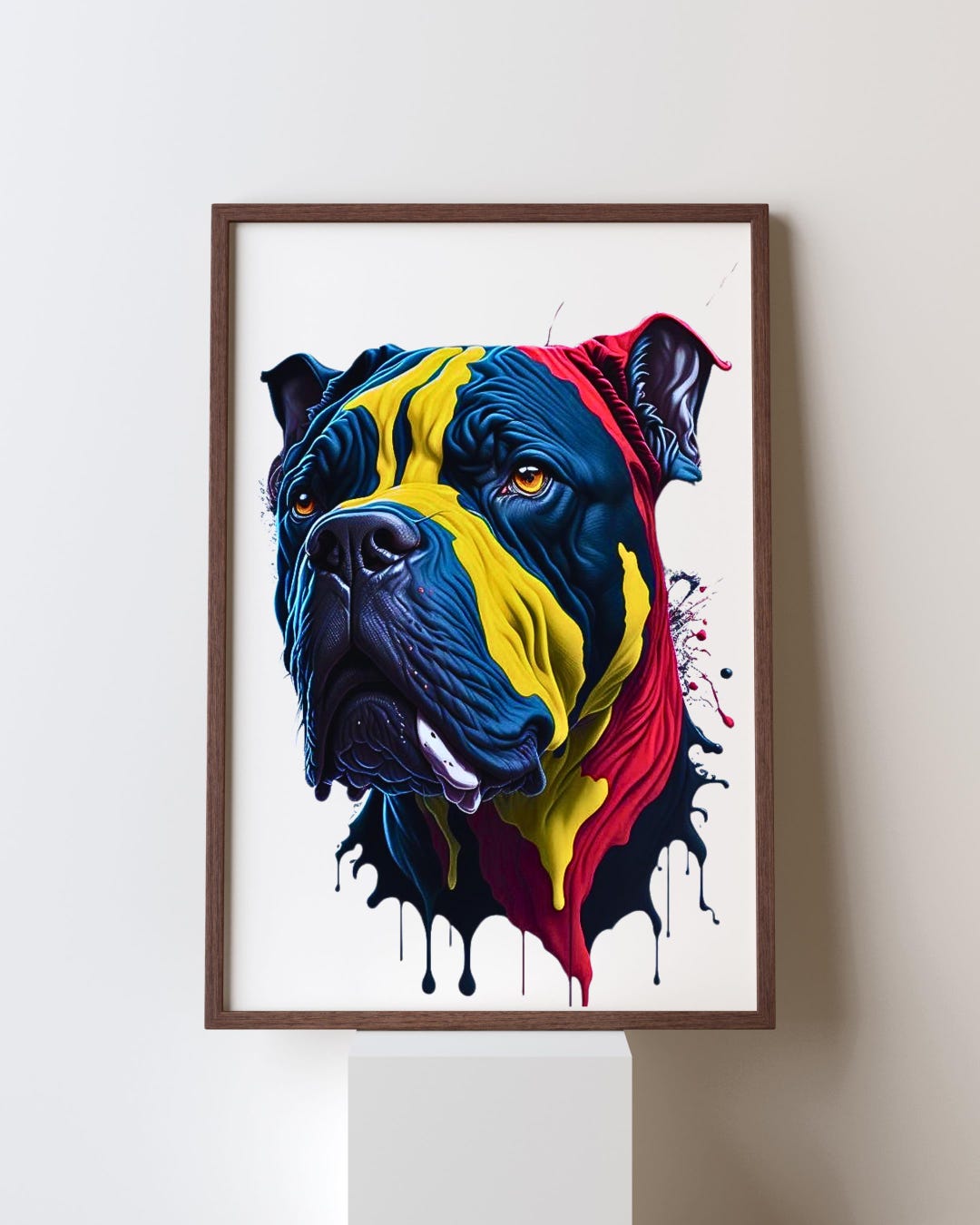 Colorful Abstract Pitbull Wall Art Print | Vibrant Dog Lover Decor ...