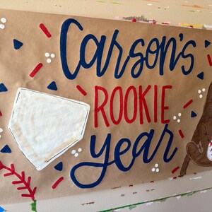 Rookie Year Hand Painted Banner for Baseball Birthday | Custom Party ...