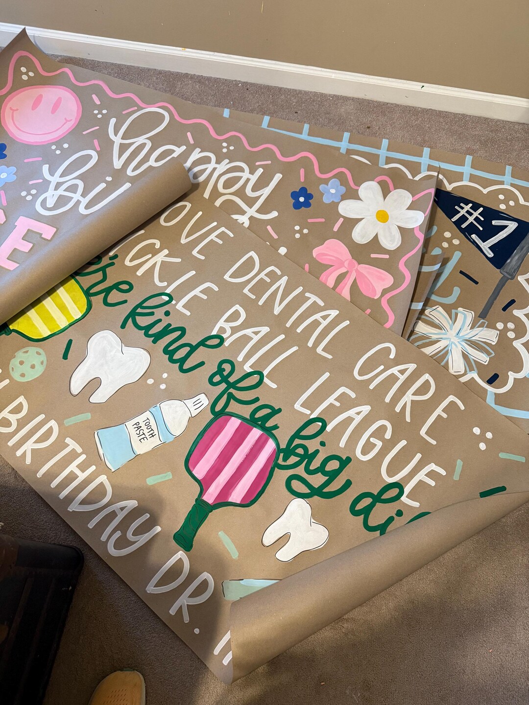 Custom Hand-painted Party Banner: Kraft Paper Decor - Etsy